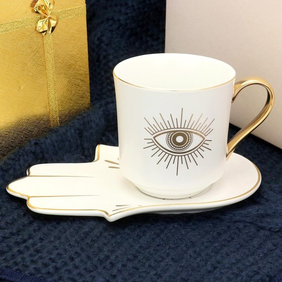 Kikiboheme | Dining | Evil Eye Hamsa Hand Fine Ceramic Tea Mug Cup And ...